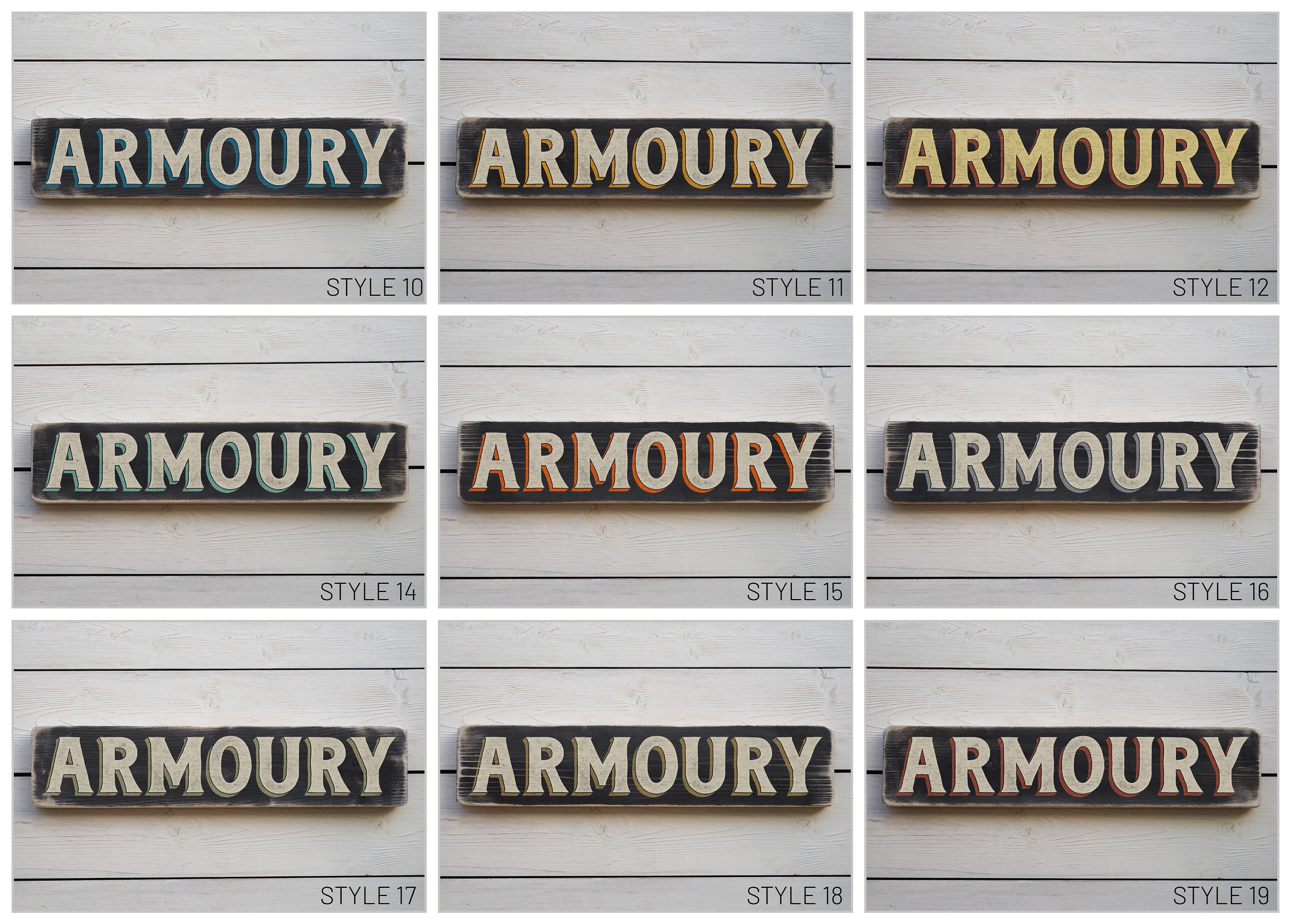 ARMOURY Vintage Style Wooden Sign. Handmade Retro Home Gift - Etsy