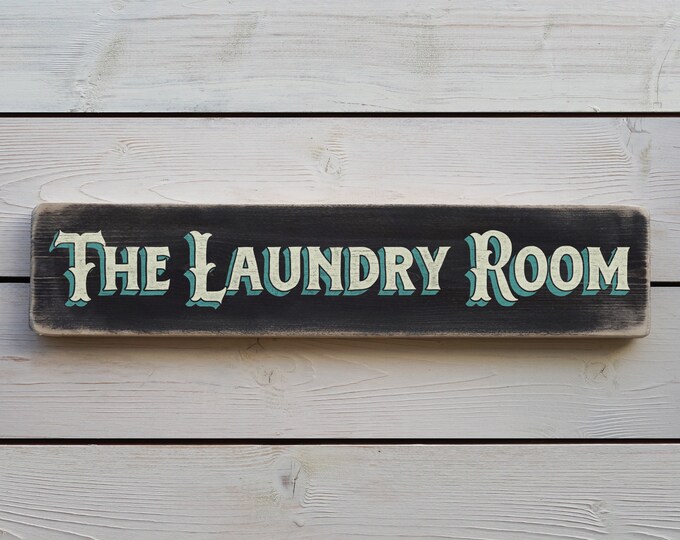 THE LAUNDRY ROOM - Vintage Style Wooden Sign. Handmade Retro Home Gift ...
