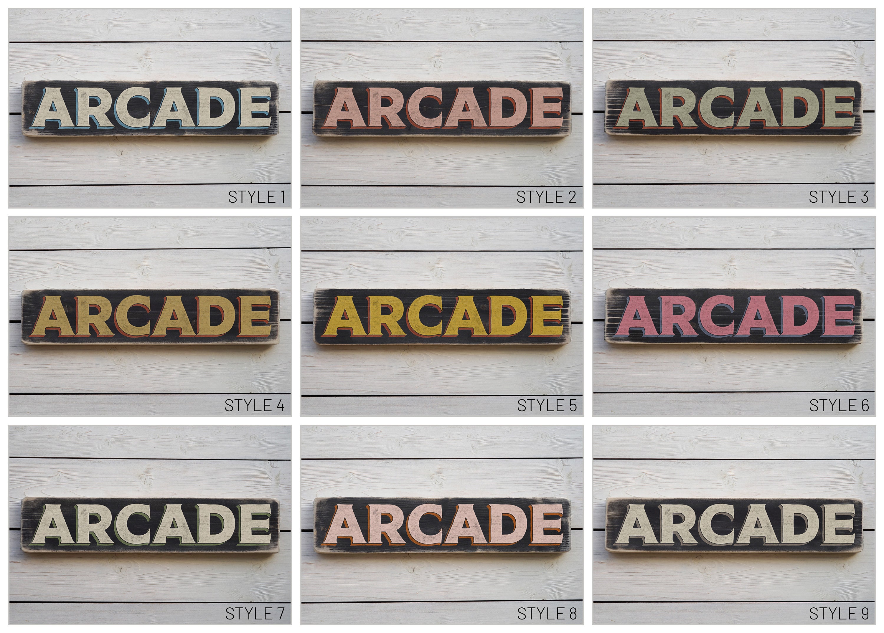 ARCADE Vintage Style Wooden Sign. Handmade Retro Home Gift - Etsy