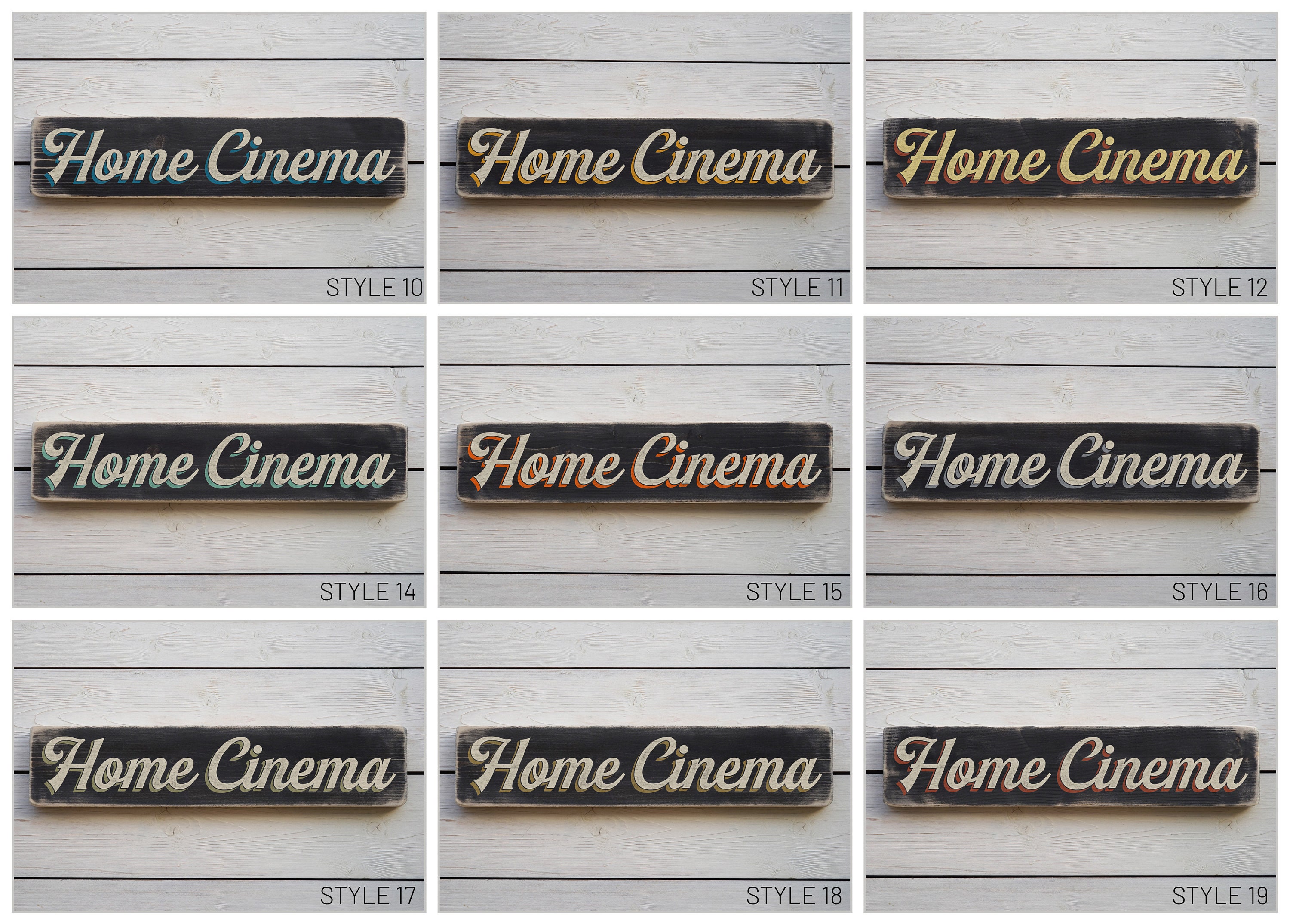 HOME CINEMA Vintage Style Wooden Sign. Handmade Retro Home Gift - Etsy