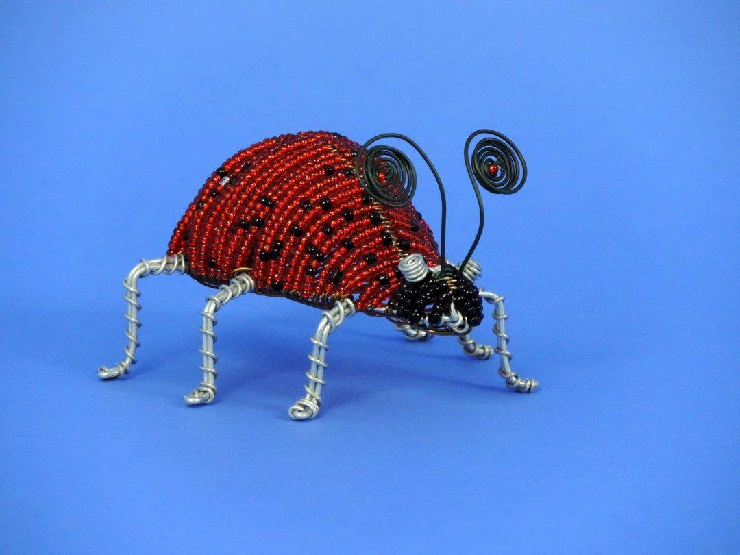 Beaded Ladybird, Beaded Wire Animal Sculpture / Zimbabwean Art Made in ...