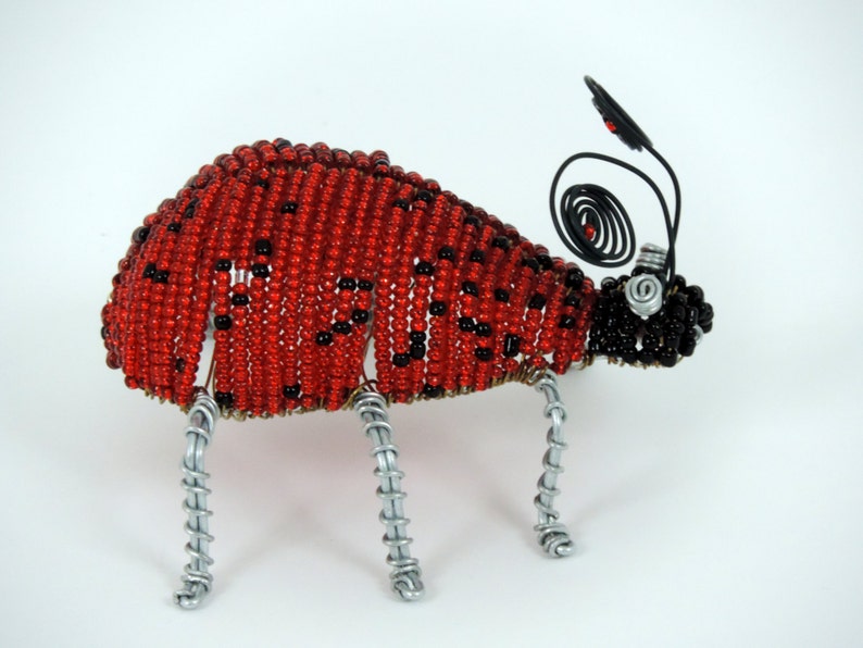 Beaded Ladybird, Beaded Wire Animal Sculpture / Zimbabwean Art Made in ...