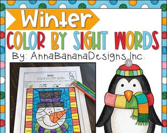 Christmas Color by Code Winter Themed Color by Sight Word Kindergarten ...