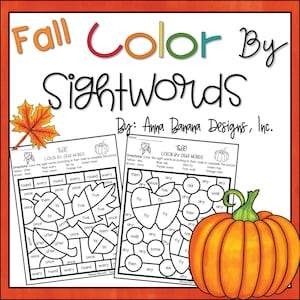 Fall Color by Sight Words - Etsy