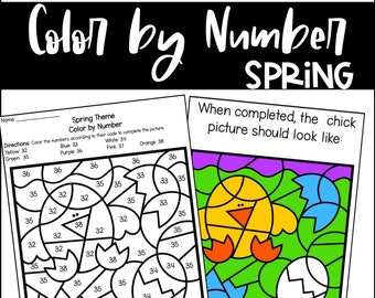 Color by Number Preschool Printable, Spring Themed Coloring Pages for ...