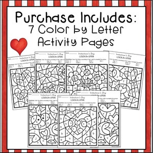 Valentines Day Color by Letter - Etsy