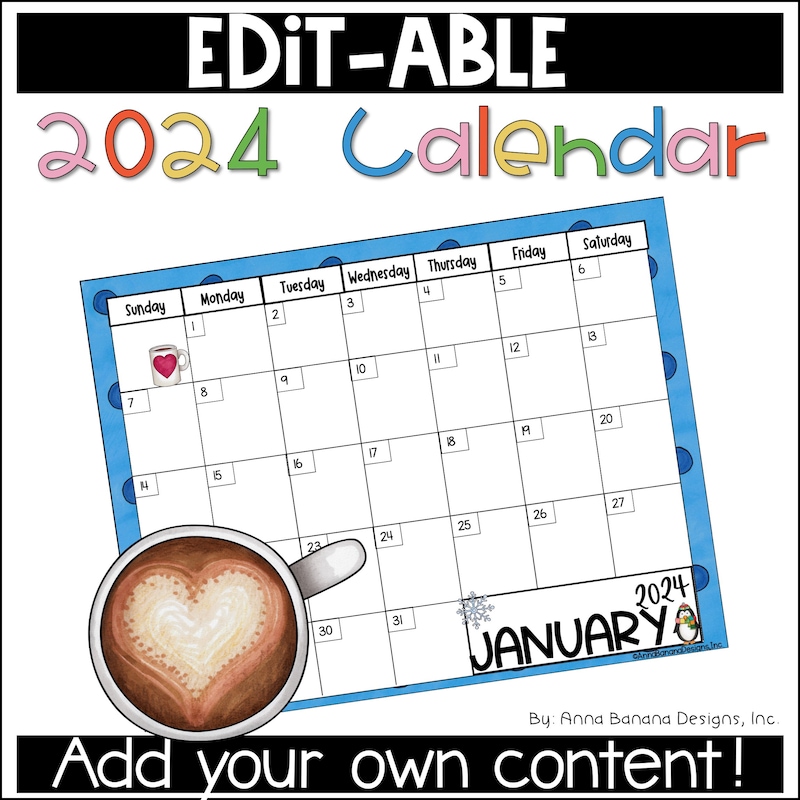 Editable Calendar - Etsy