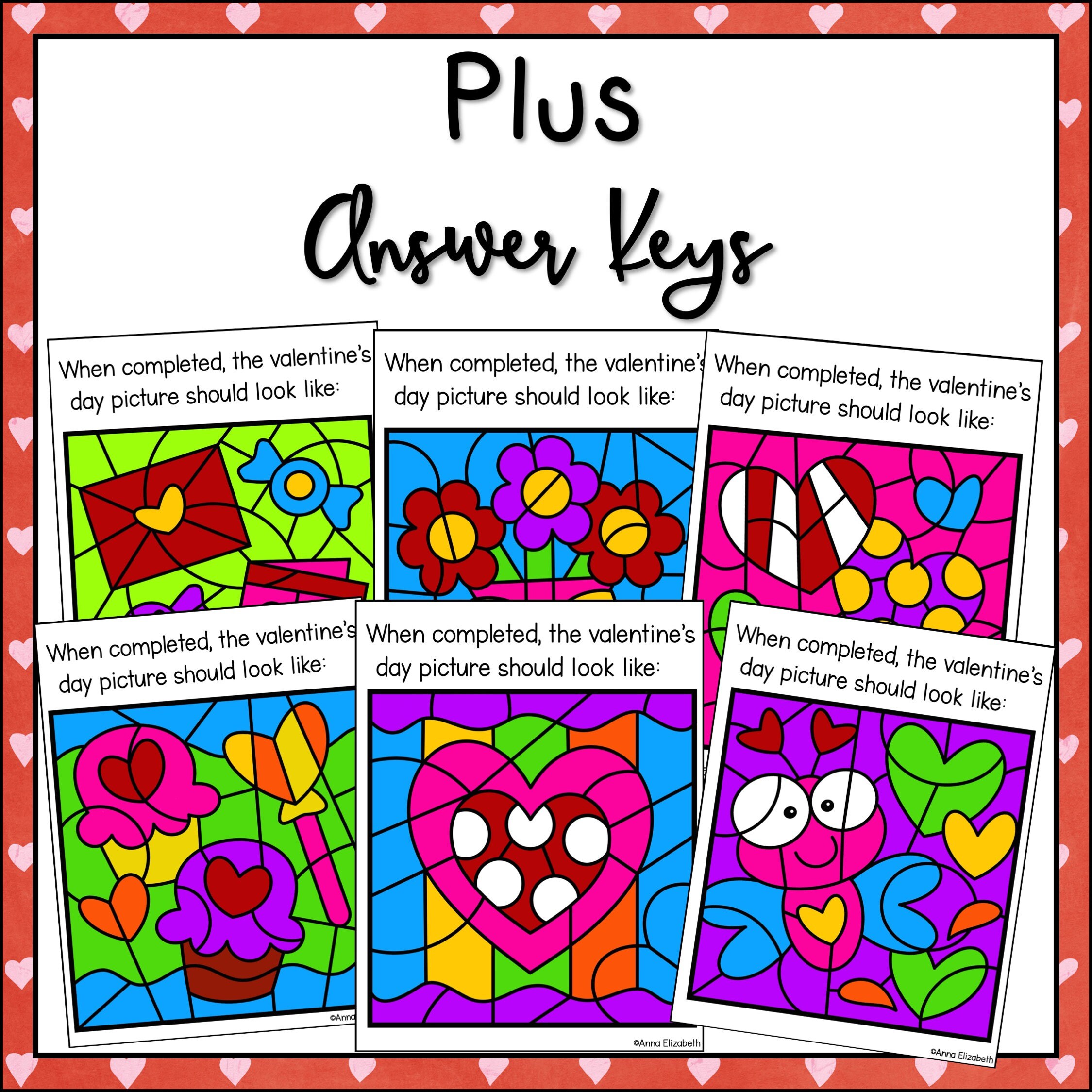 Valentine's Day Color by Number - Etsy