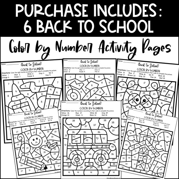 Back To School Color By Number