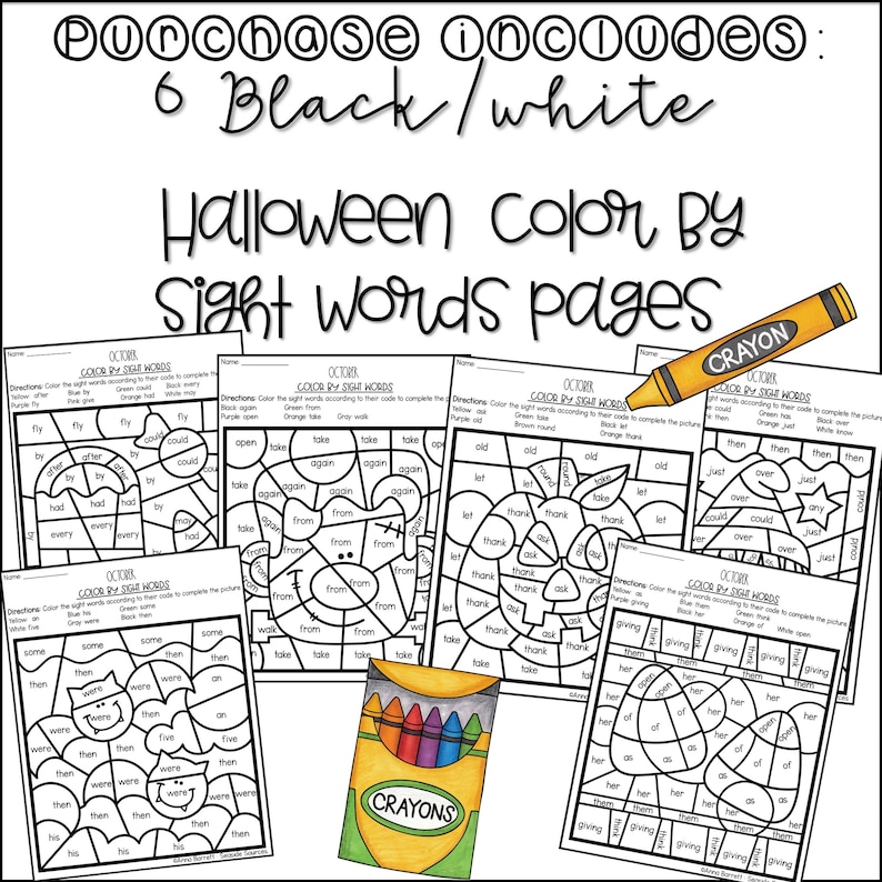 Halloween Color by Sight Words - Etsy