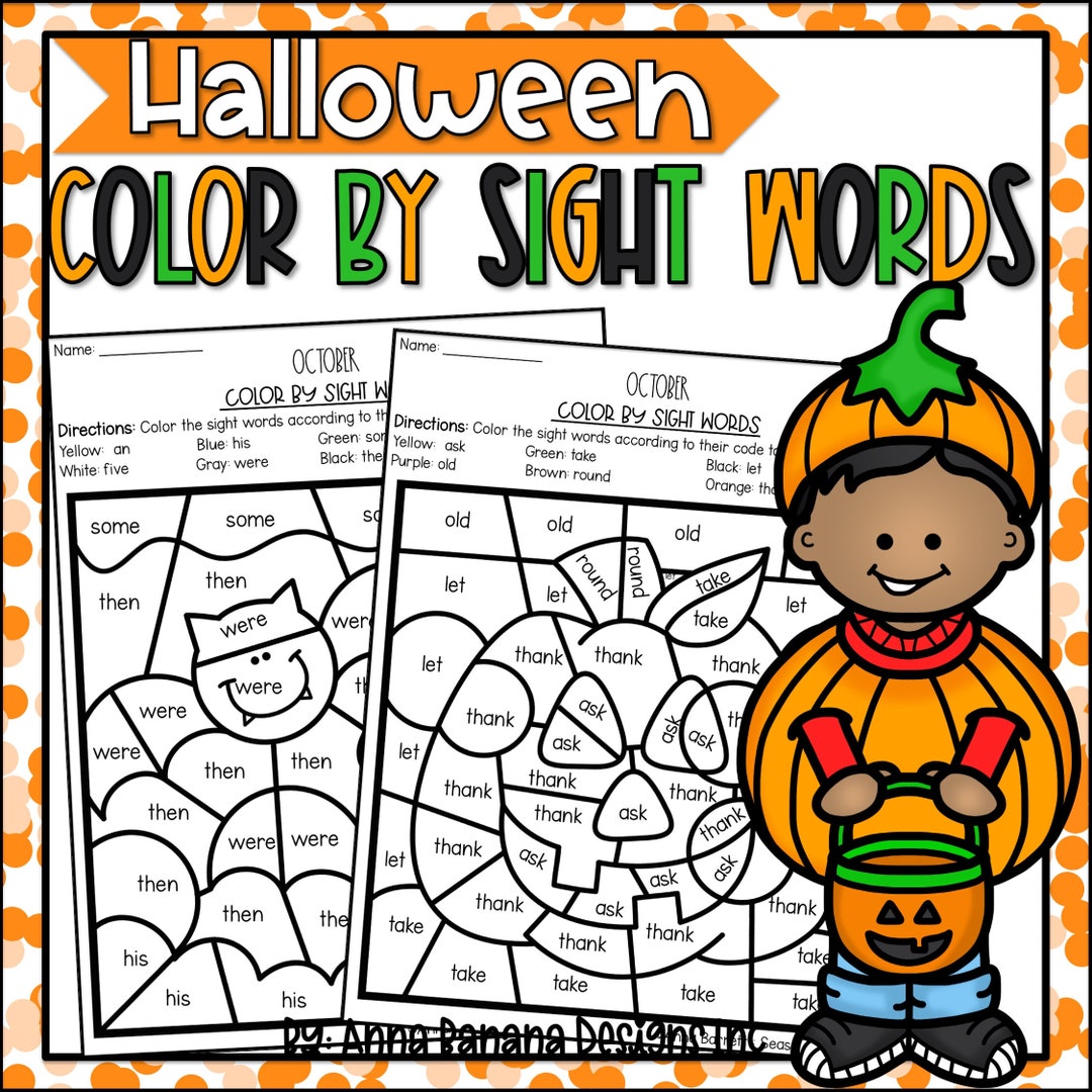 Halloween Color by Sight Words - Etsy