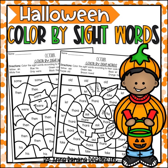 Halloween Color by Sight Words | Etsy