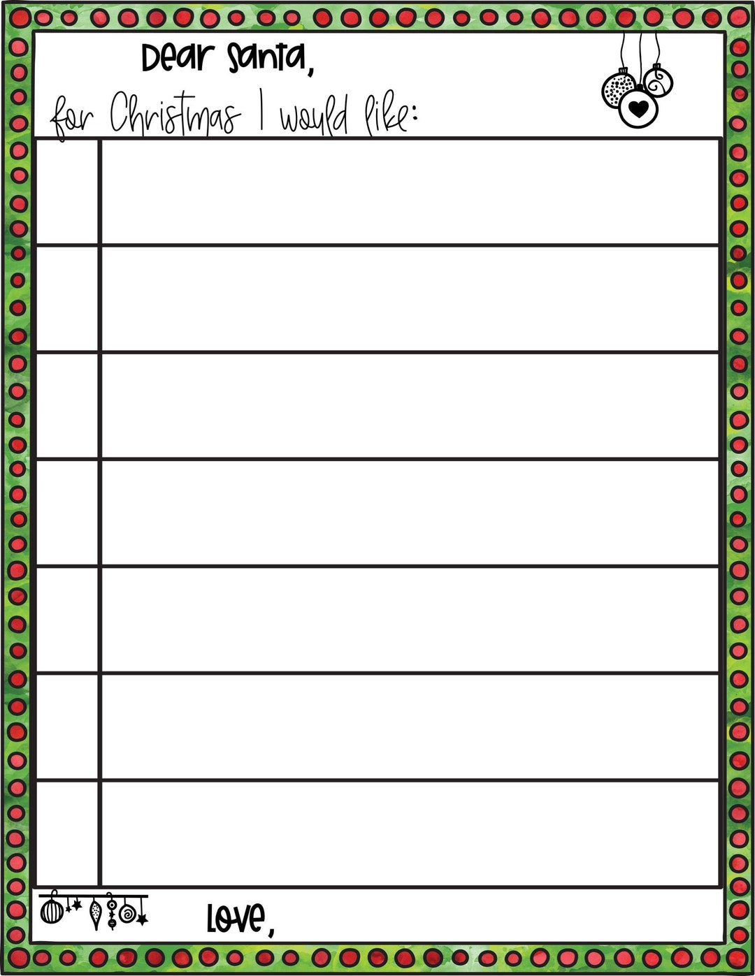 Dear Santa, Christmas List, Dear Santa List, Printable Christmas List ...