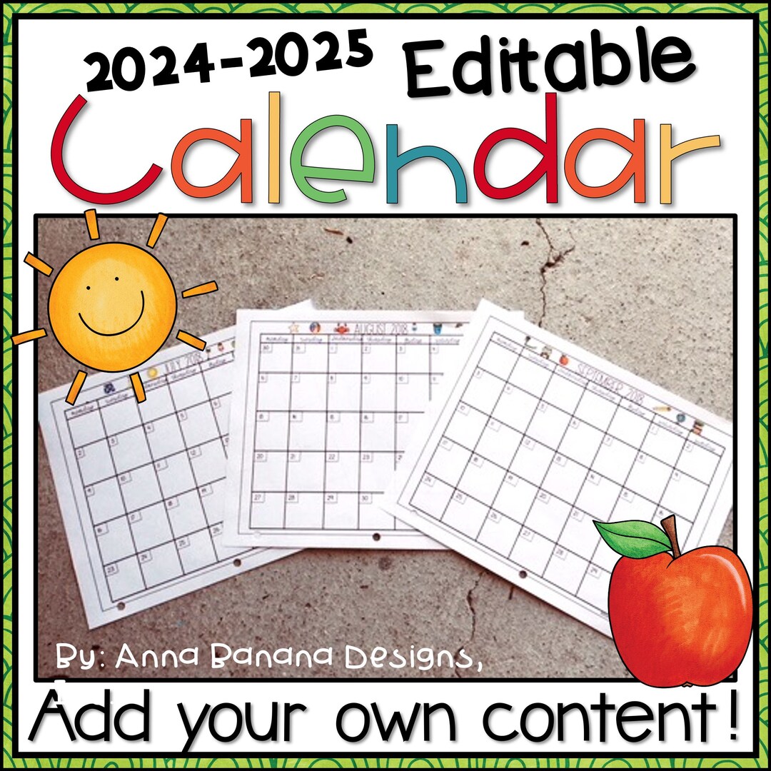 Editable Calendar 2024, Calendar Printable, Calendar for Classroom ...