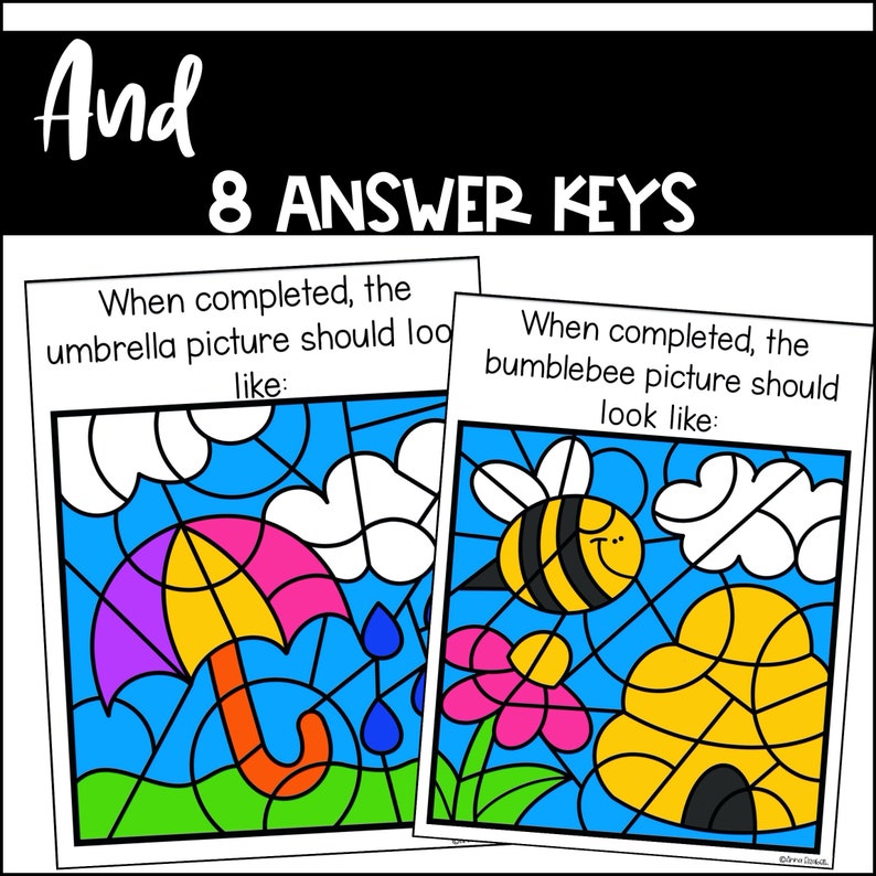 Color by Number Spring - Etsy