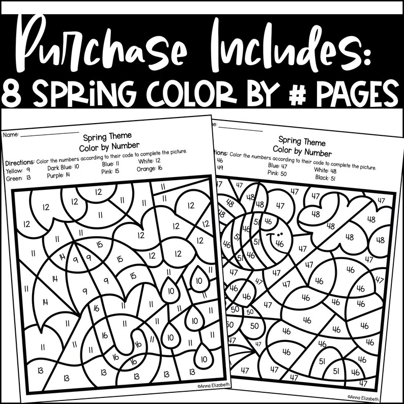 Color by Number Spring - Etsy
