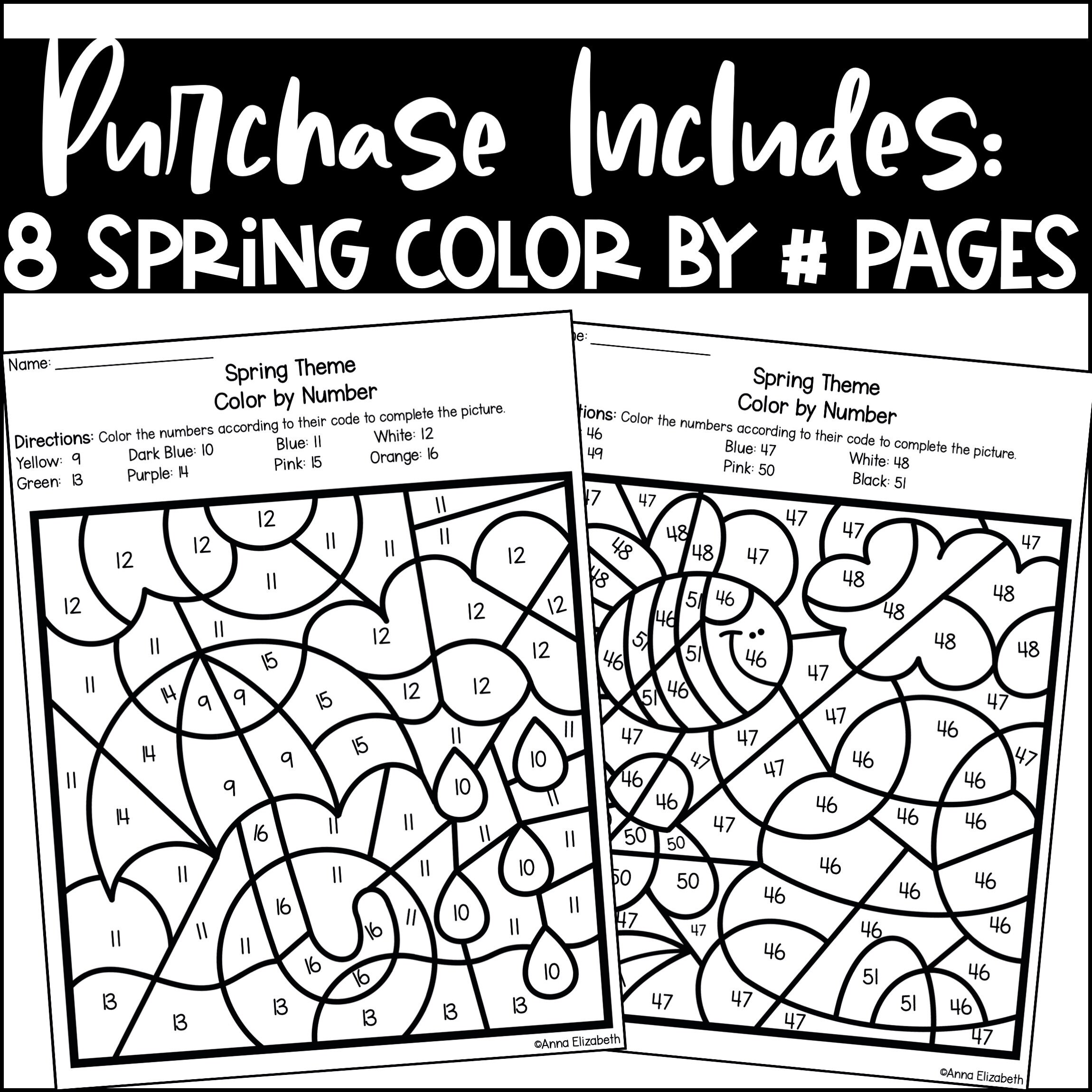 Color by Number Spring - Etsy