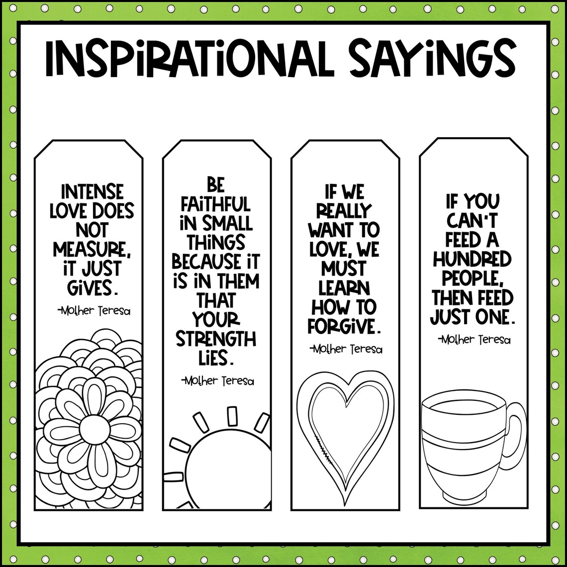 Inspirational Bookmarks to Color - Etsy