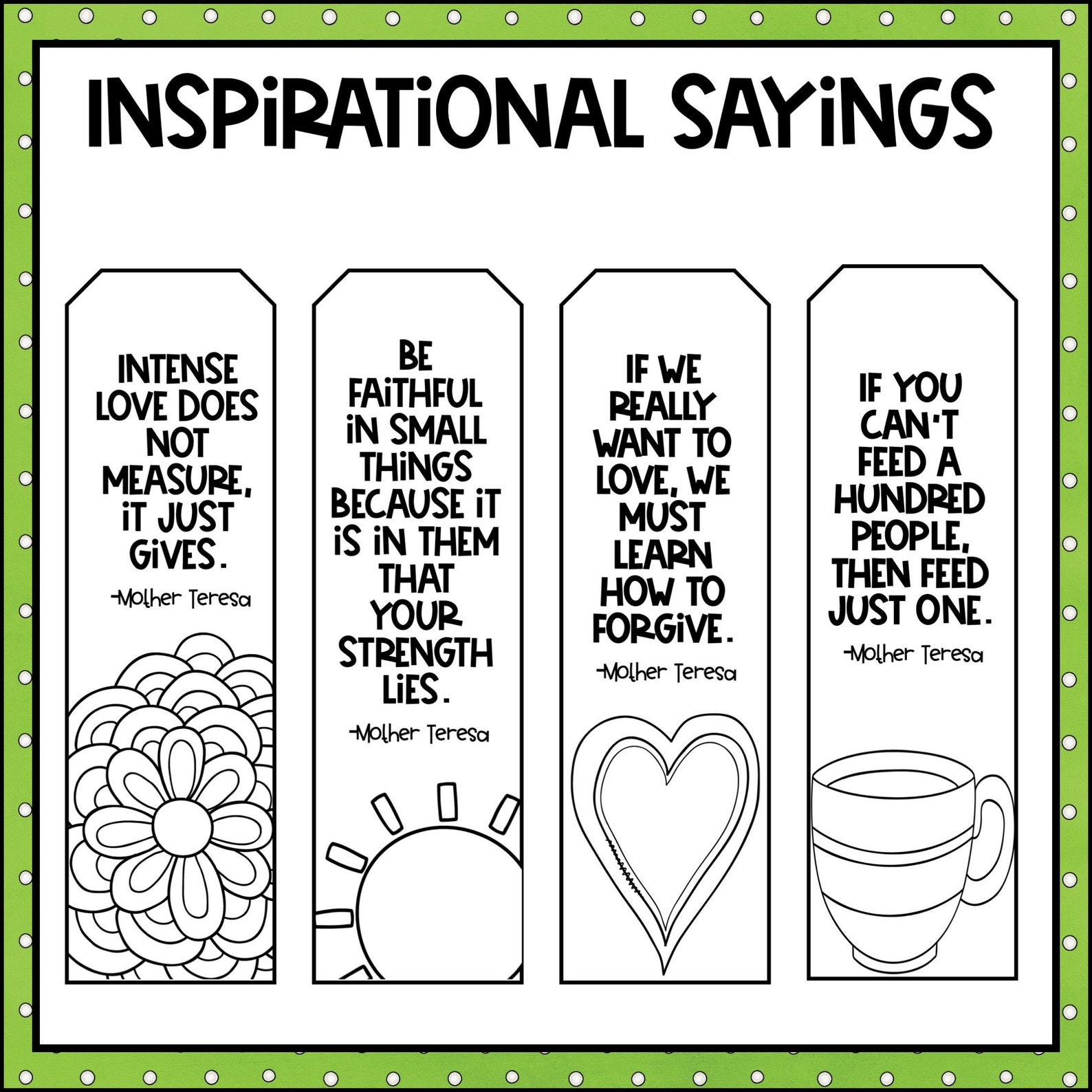 Inspirational Bookmarks to Color - Etsy