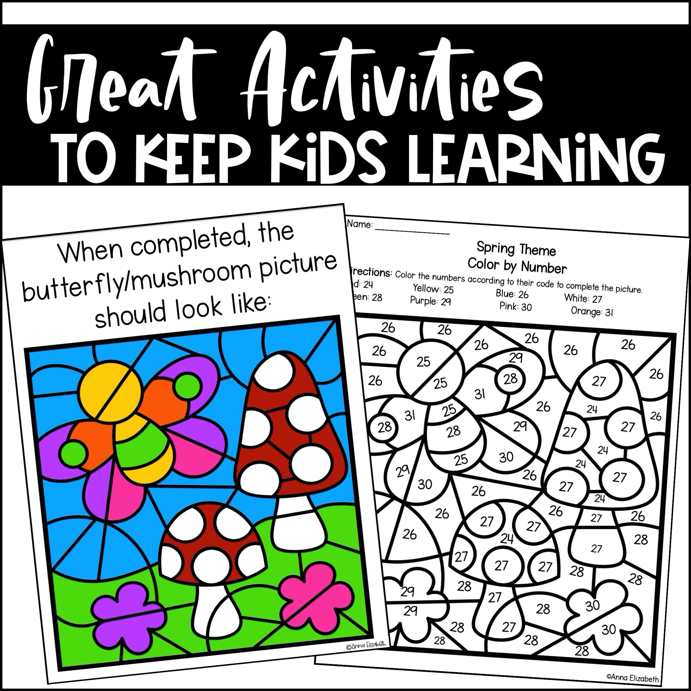 Color by Number Spring - Etsy