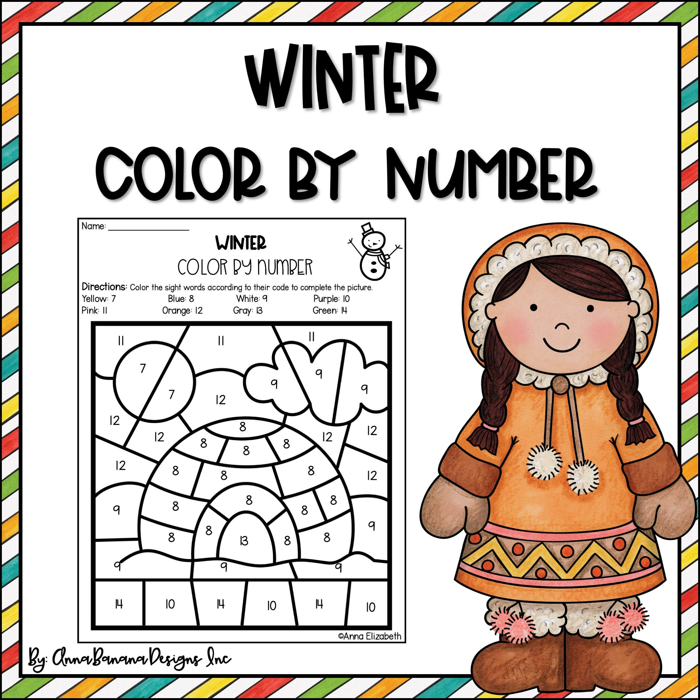 Winter Color by Number - Etsy