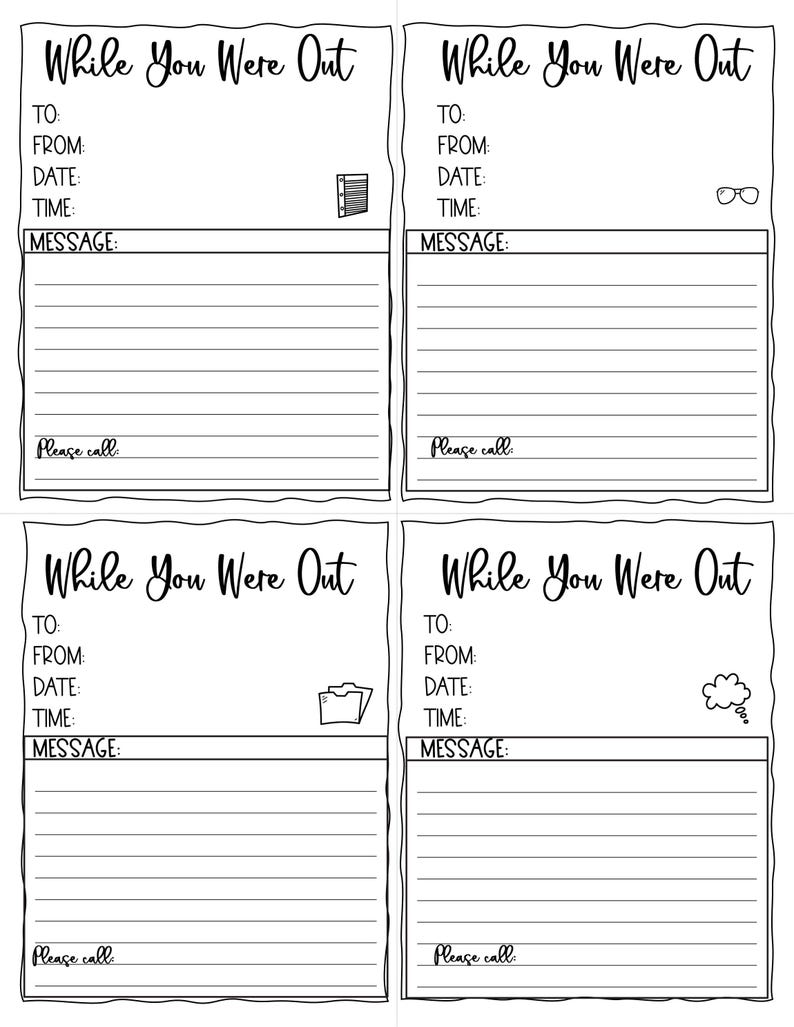 Phone Message Template - Etsy