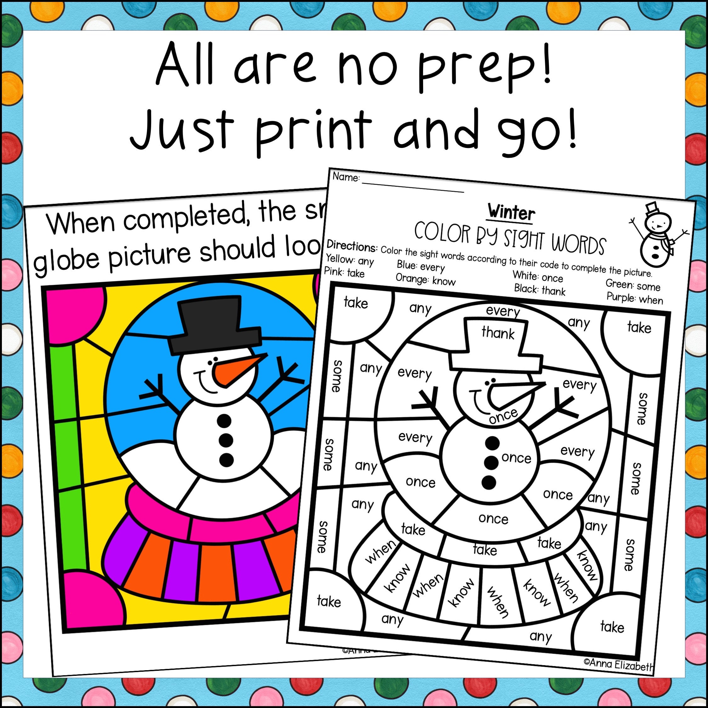 Winter Color by Sight Words - Etsy