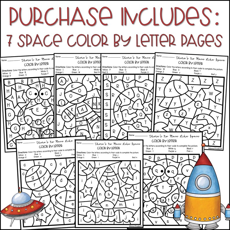 Color by Letter-outer Space, Color by Letter Coloring, Coloring Pages ...