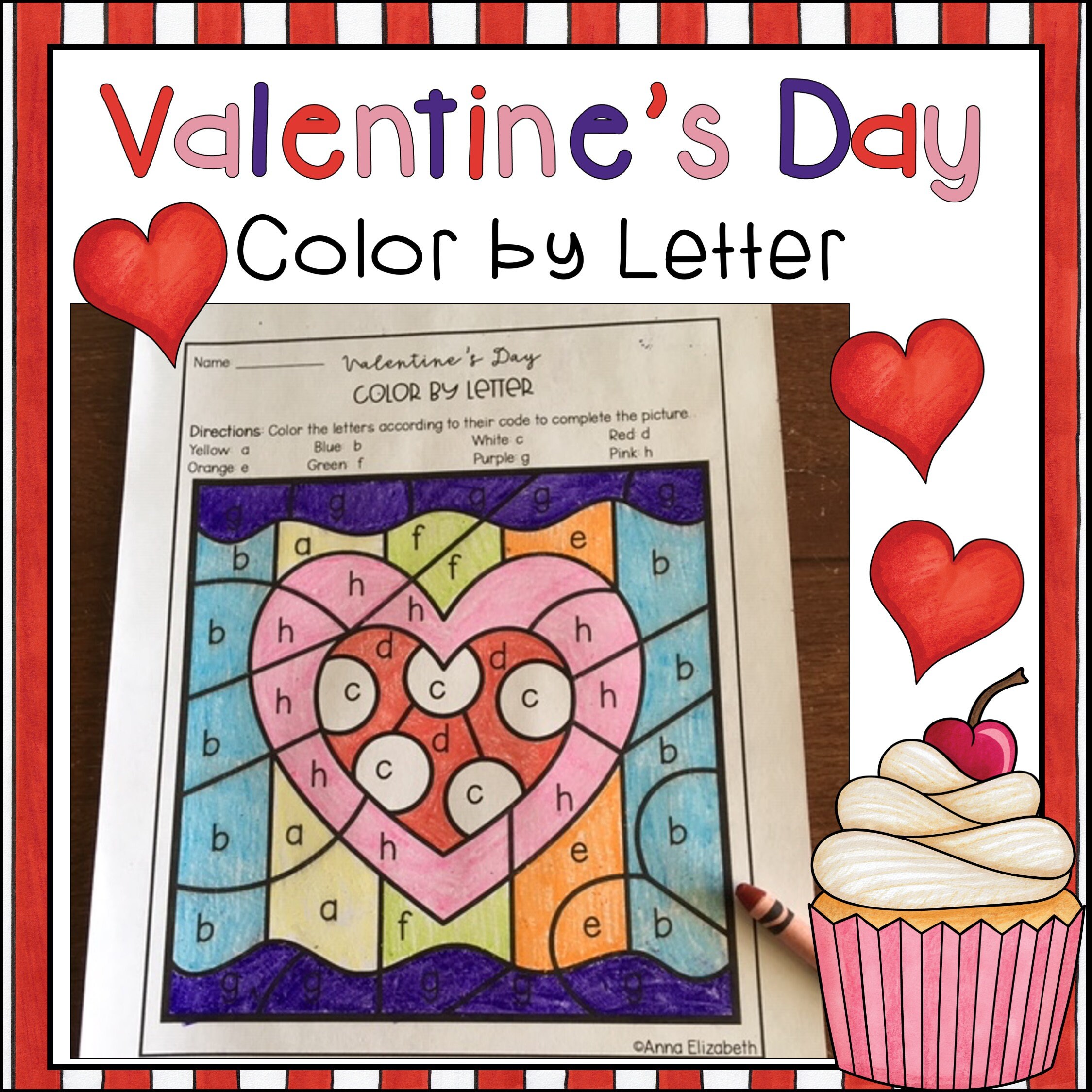 Valentines Day Color by Letter - Etsy