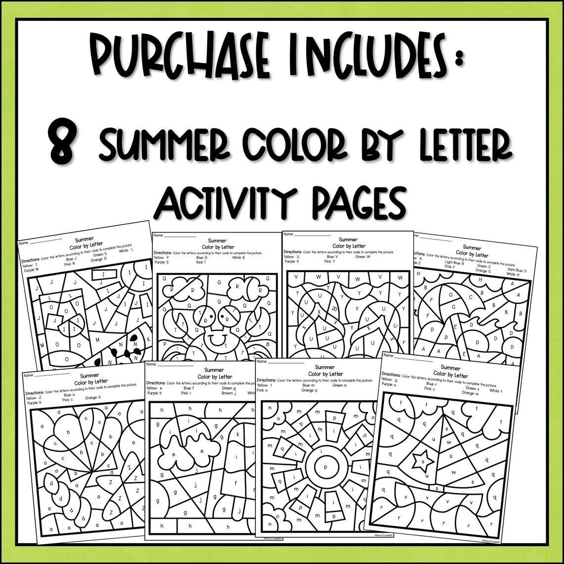 Color by Letter Summer, Color by Letter, Summer Coloring Pages, Summer ...