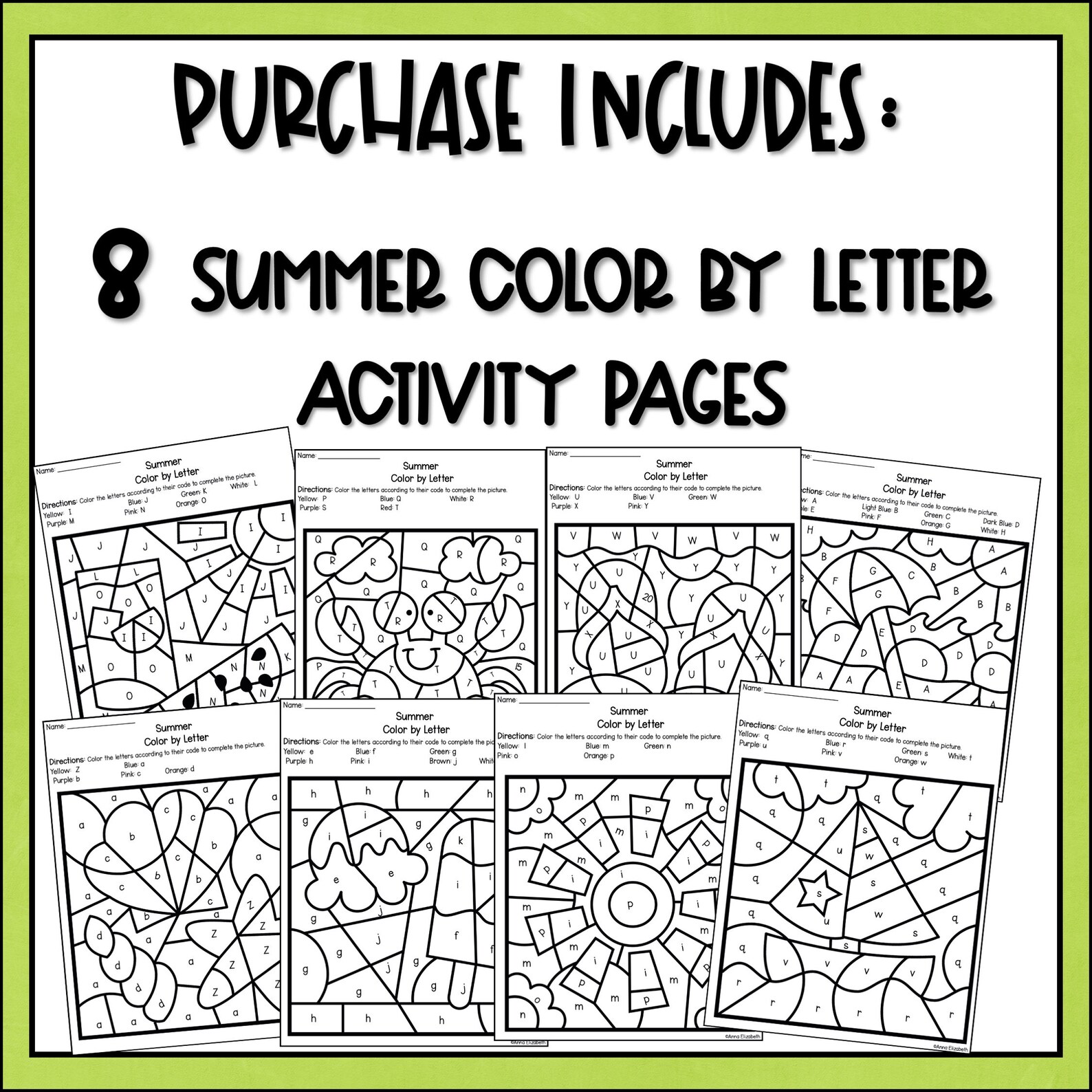 Color by Letter Summer, Color by Letter, Summer Coloring Pages, Summer ...