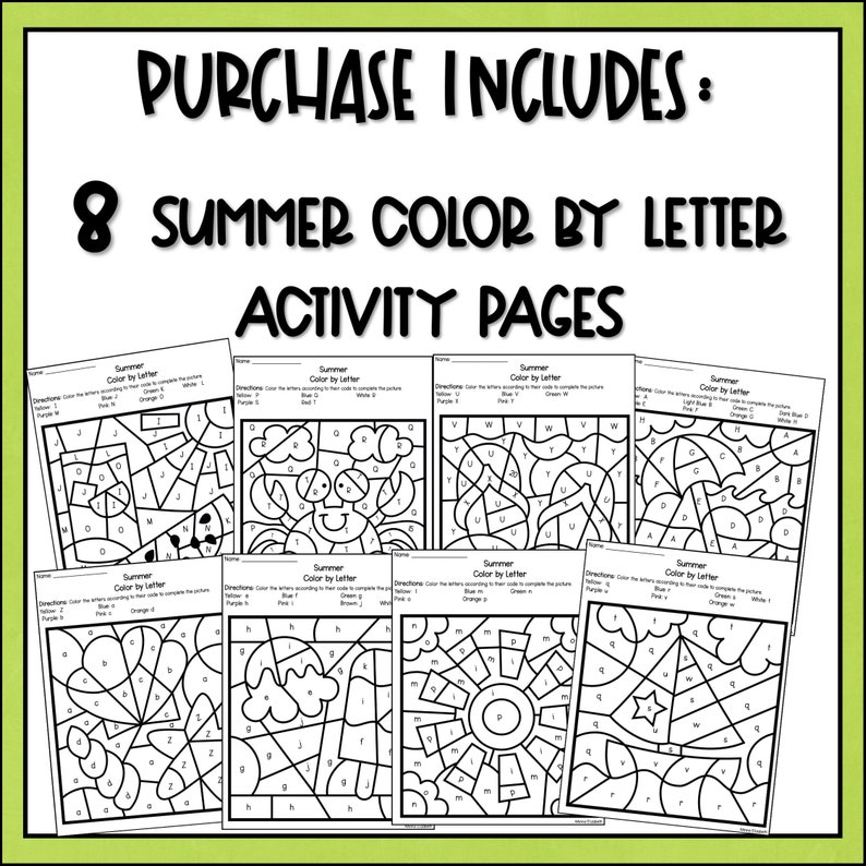 Color by Letter Summer, Color by Letter, Summer Coloring Pages, Summer ...