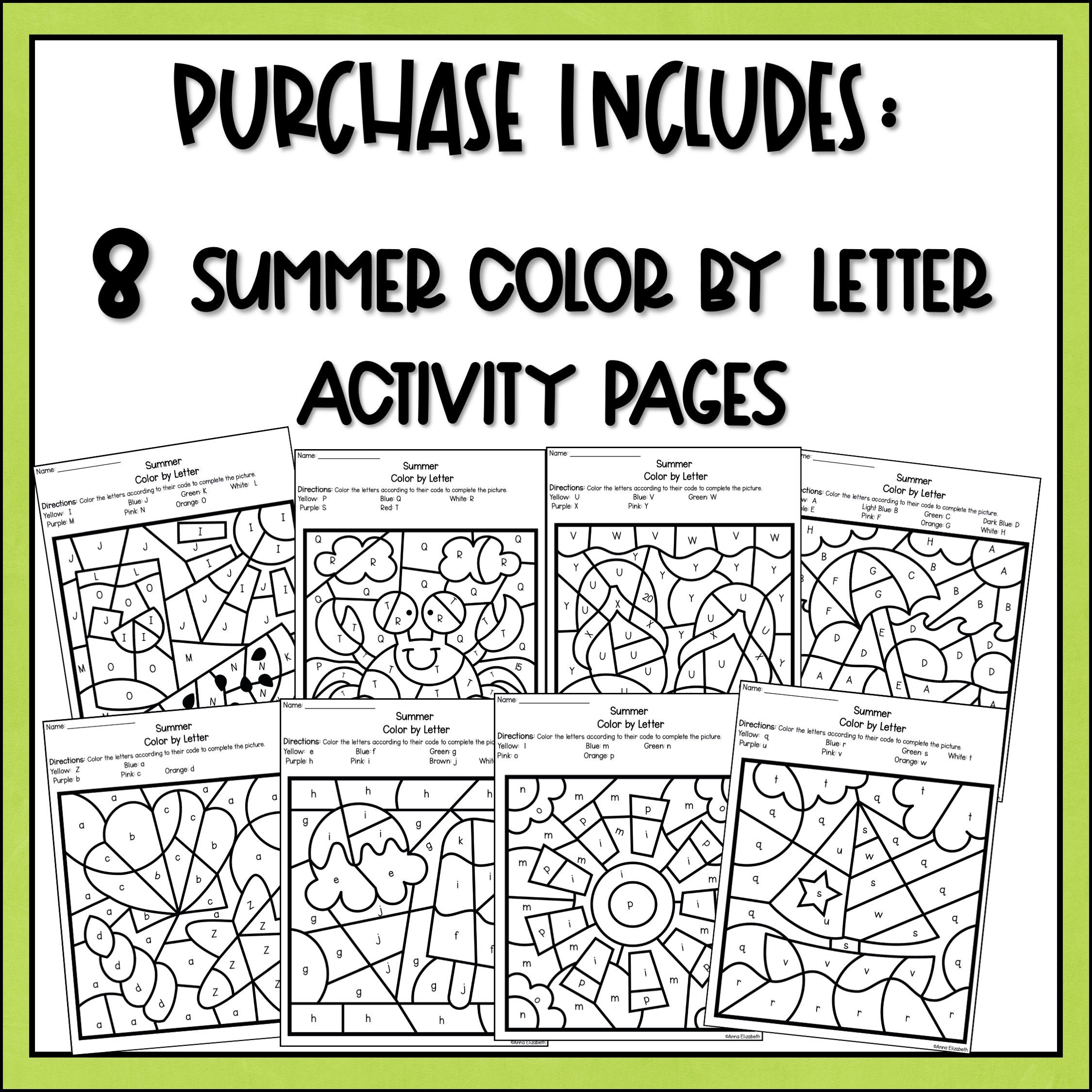 Color by Letter Summer, Color by Letter, Summer Coloring Pages, Summer ...