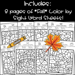 Fall Color by Sight Words - Etsy