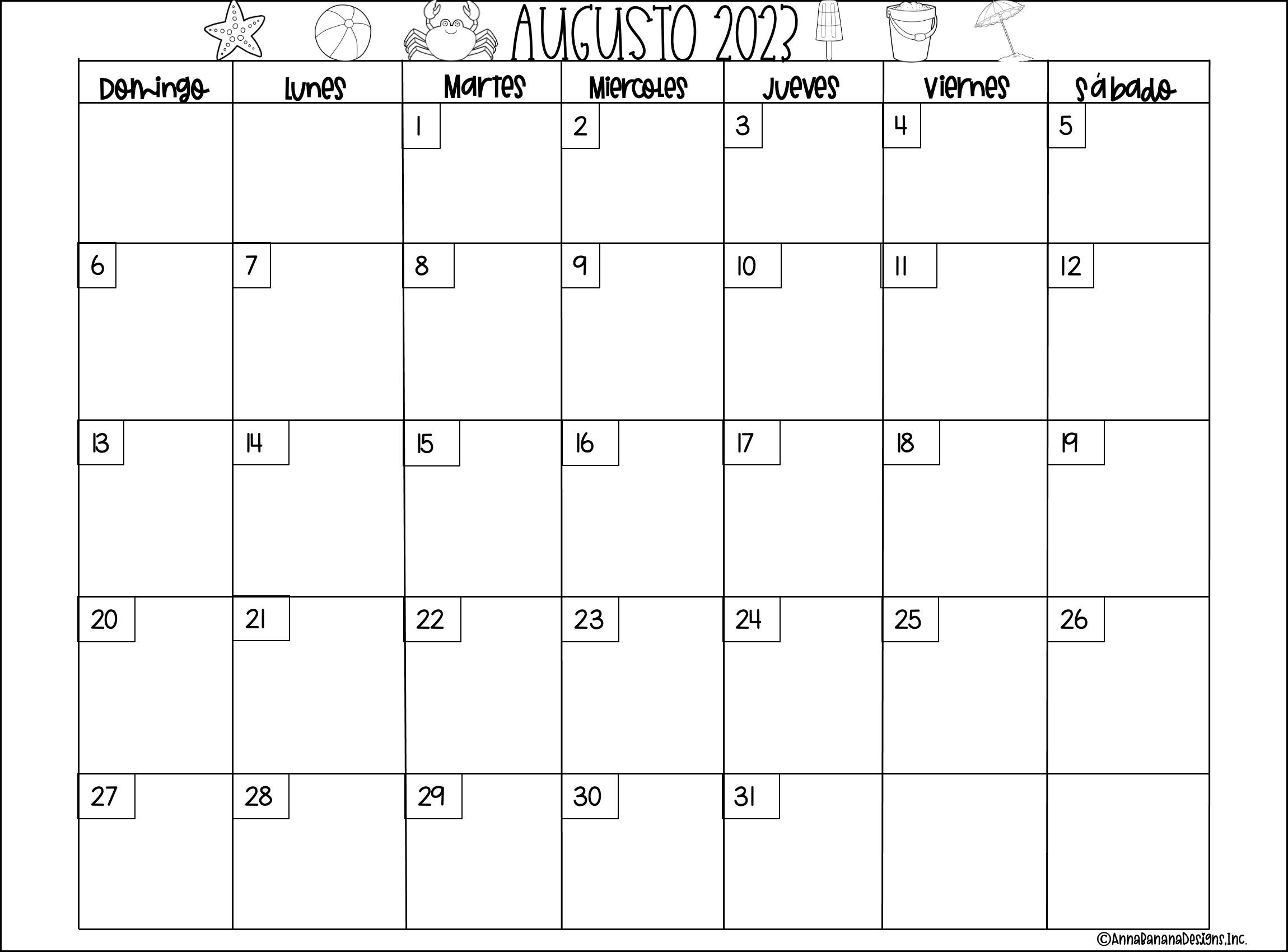 Spanish Calendar, Editable Calendar, Digital Calendar, Editable Spanish ...