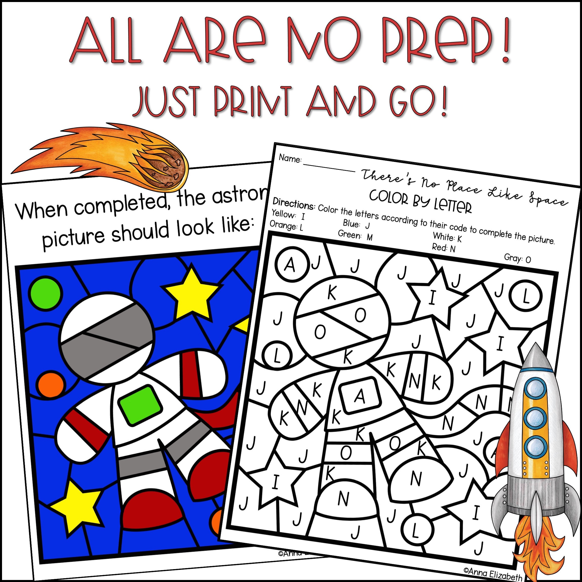 Color by Letter-outer Space, Color by Letter Coloring, Coloring Pages ...