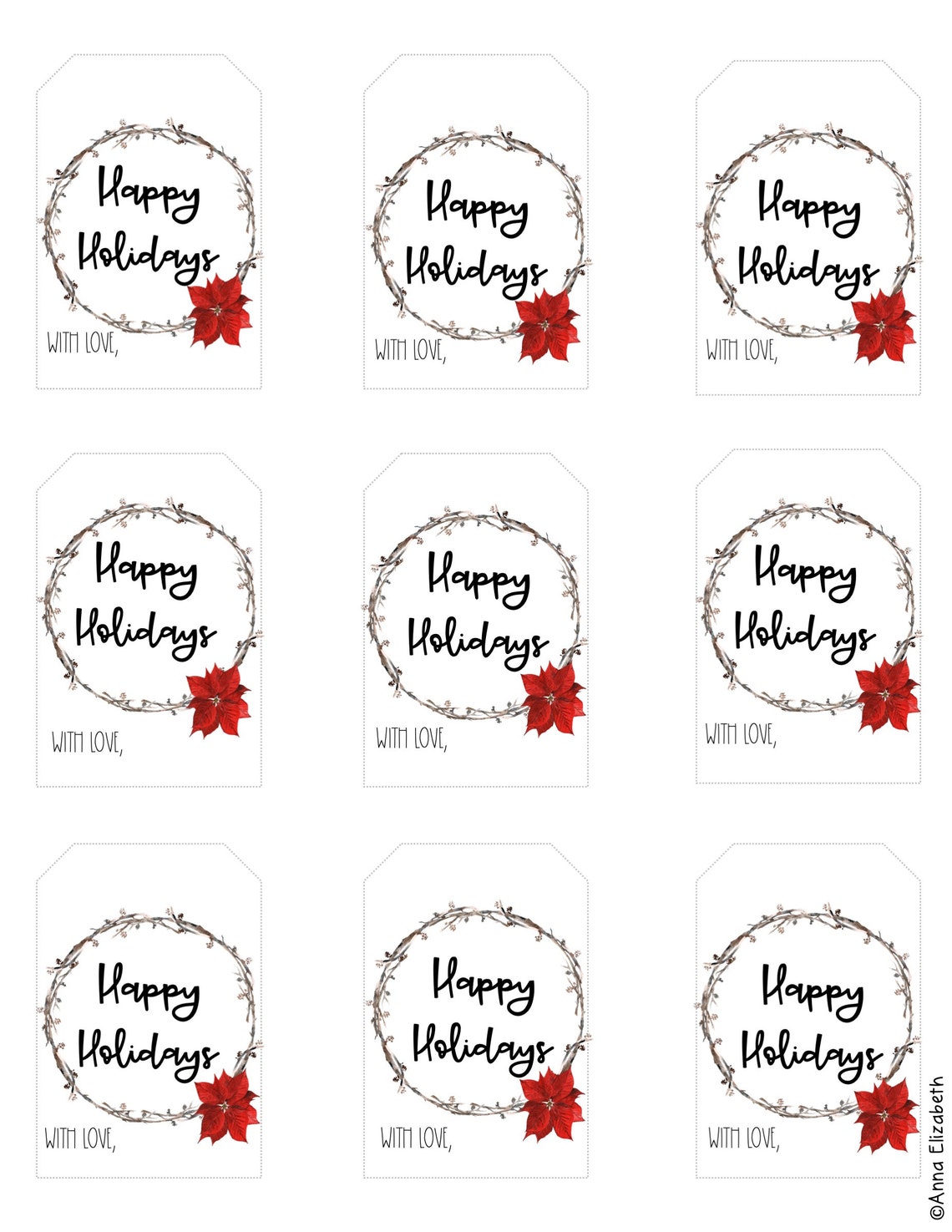 Happy Holiday Printable Gift Tags - Etsy