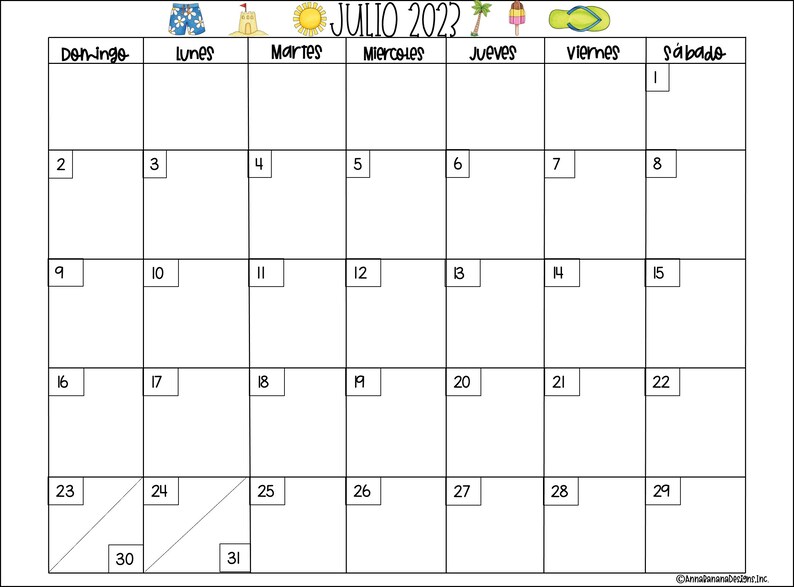 Spanish Calendar, Editable Calendar, Digital Calendar, Editable Spanish ...