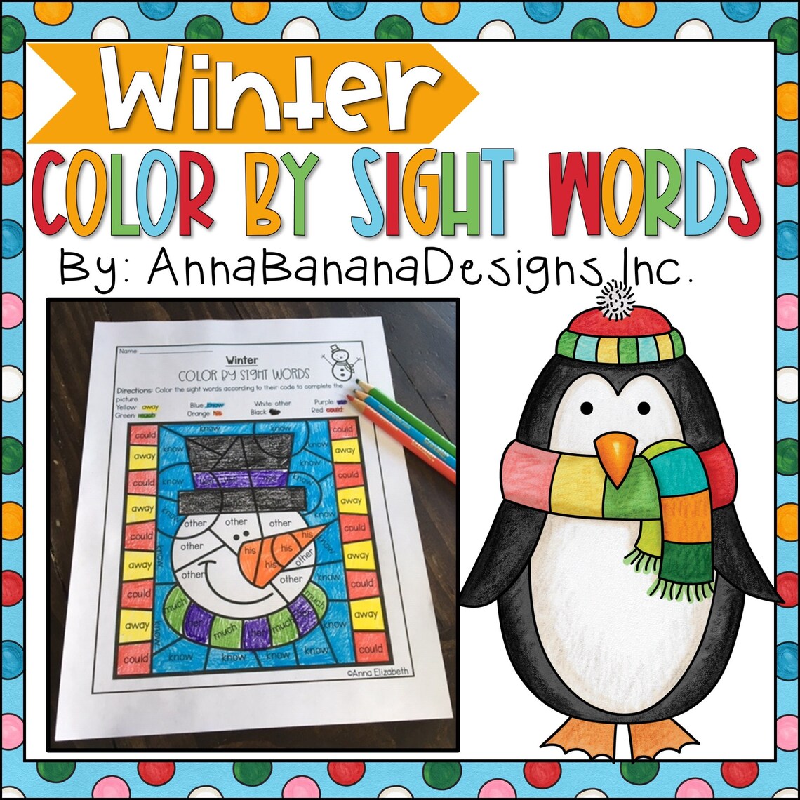 Winter Color by Sight Words - Etsy