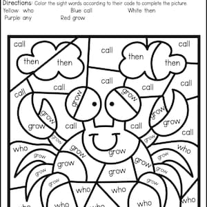 Summer Color by Sight Words, Color by Sight Words Summer, Summer Sight ...