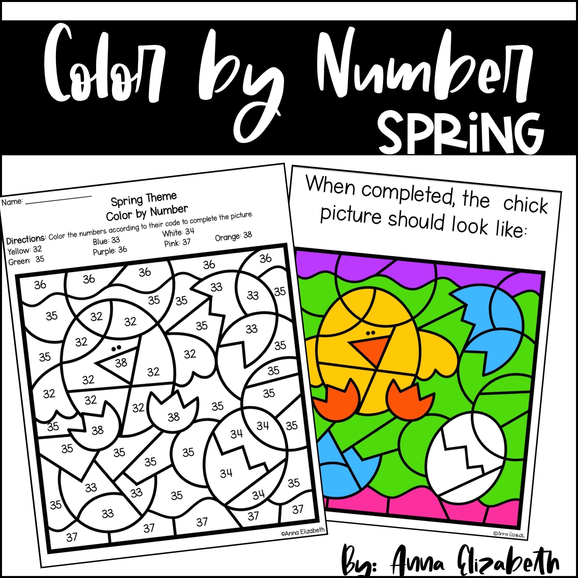 Color by Number Spring - Etsy