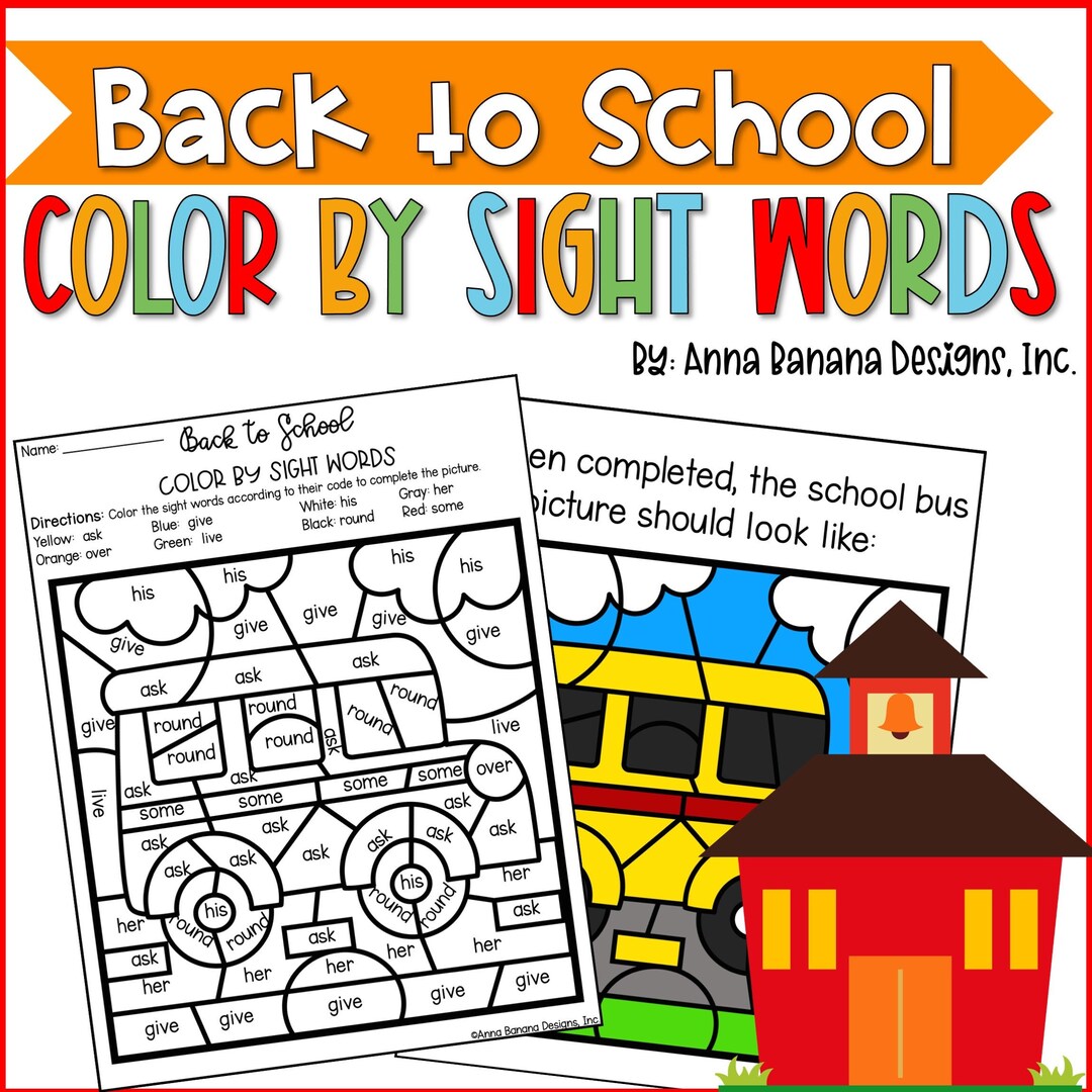 Back to School Color by Sightwords - Etsy