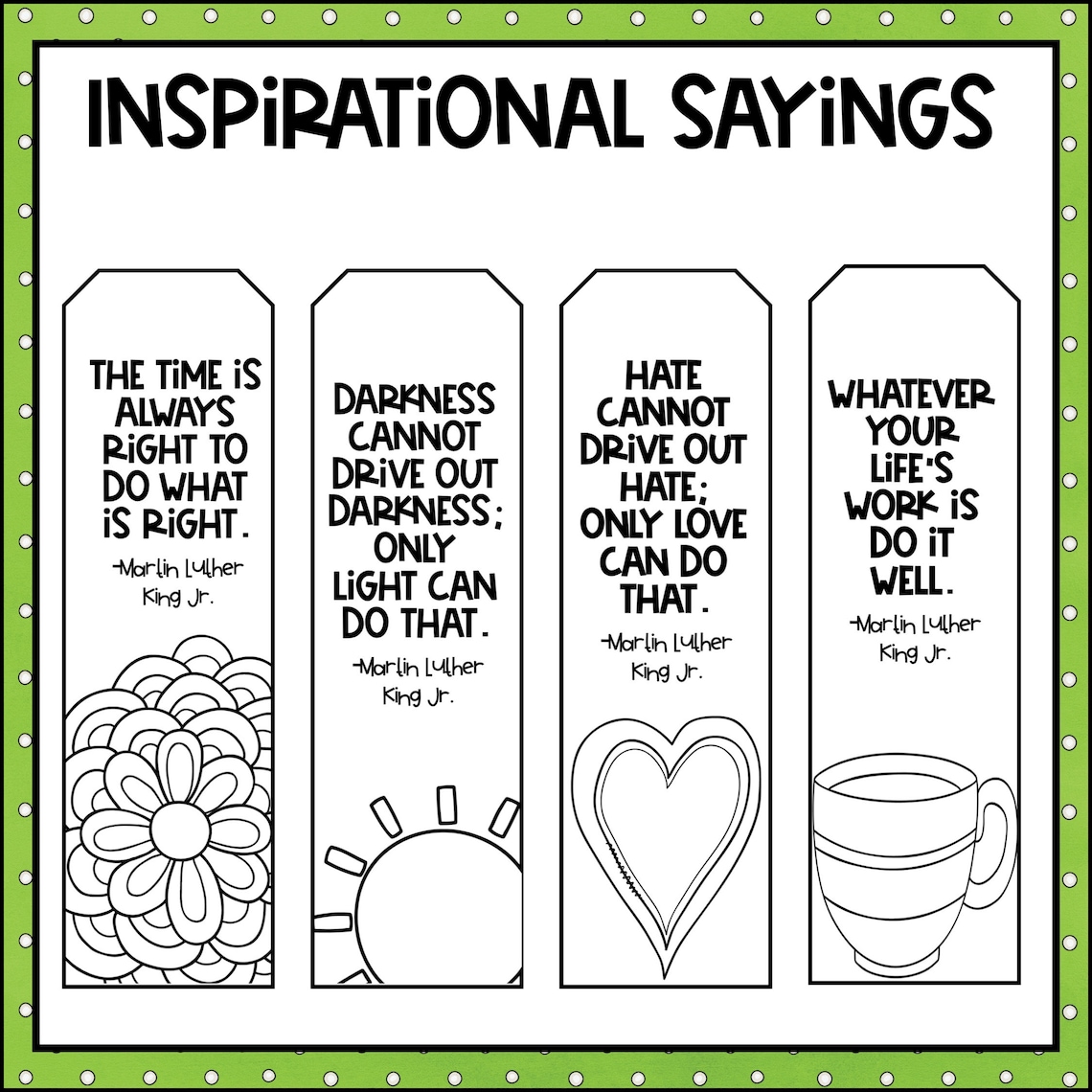 Inspirational Bookmarks to Color - Etsy