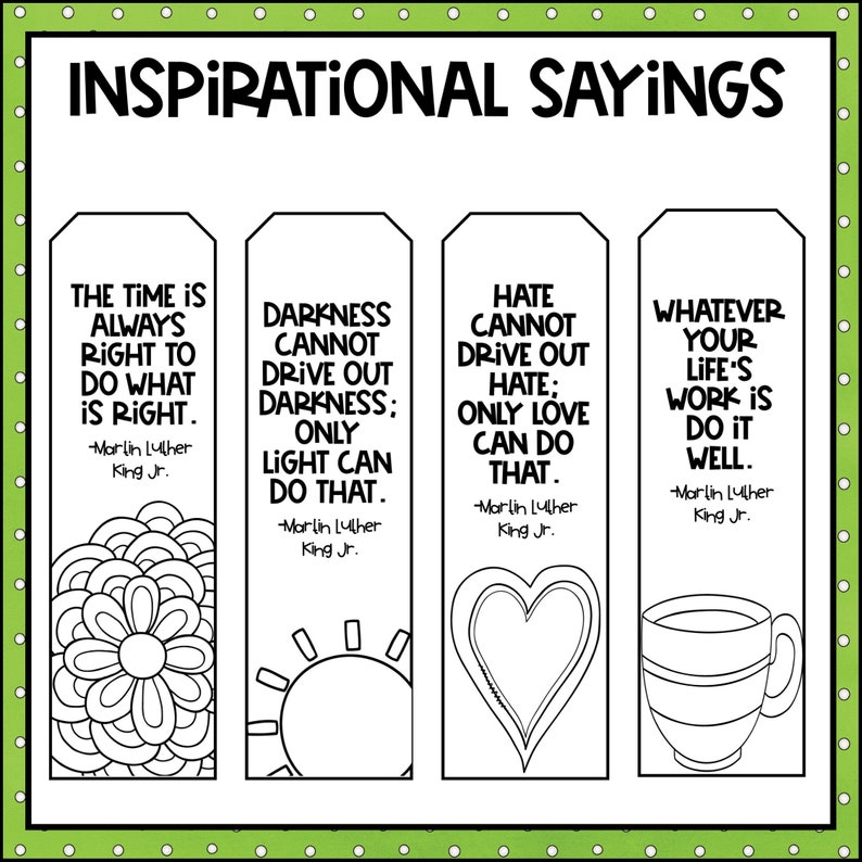 Inspirational Bookmarks to Color - Etsy