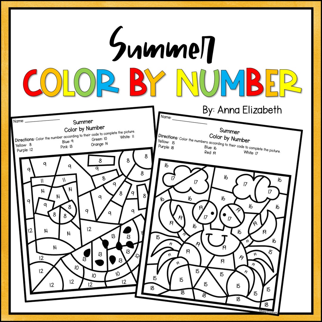 Color by Number Summer, Color by Number Coloring, Color by Number for ...