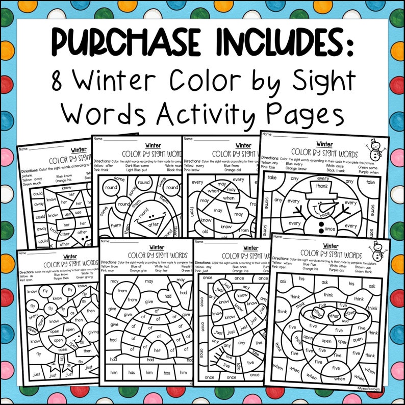Winter Color by Sight Words - Etsy