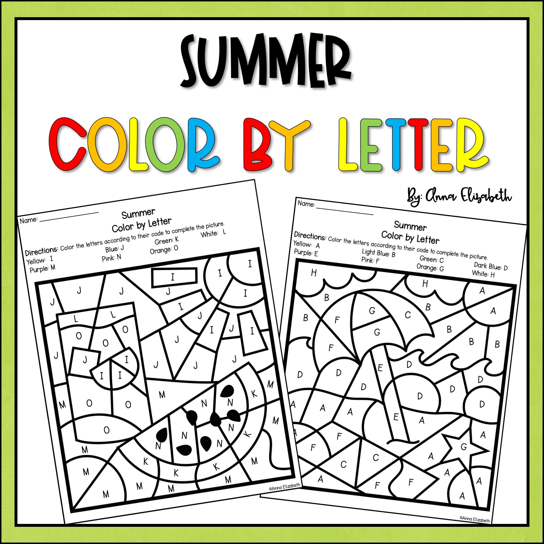 Color by Letter Summer, Color by Letter, Summer Coloring Pages, Summer ...