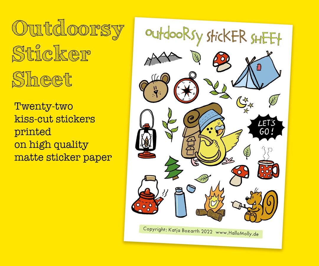 Outdoorsy Camping Sticker Sheet - Kiss Cut Stickers on Matte Paper ...