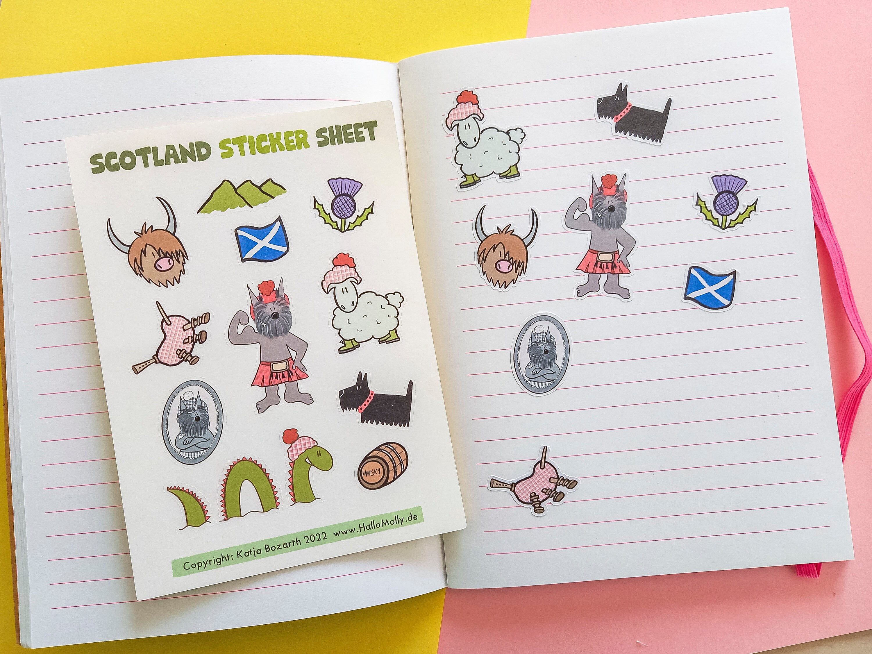 Cute Kawaii Scotland Sticker Sheet - Kiss Cut Stickers on Matte Paper ...