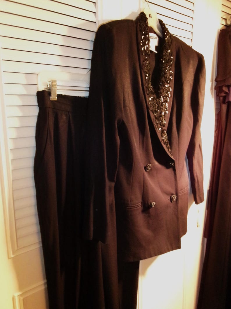 Pantsuit, Evening Sequined Black, Dressy Outfit, Royal Entry Stunner ...